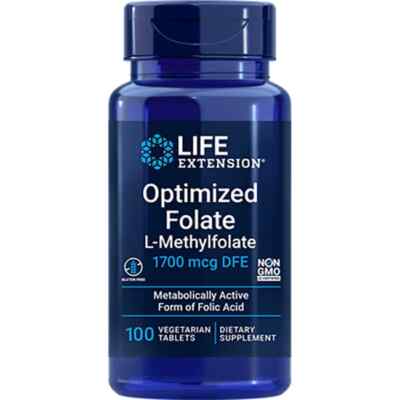 Life Extension Optimized Folate L-Methylfolate 1,700 mcg Dfe 100 Veg ...