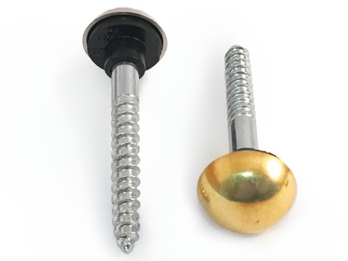 Wall Mirror Screws with Washer & Polished Brass Domed Caps 1/4"-2" (19 ...