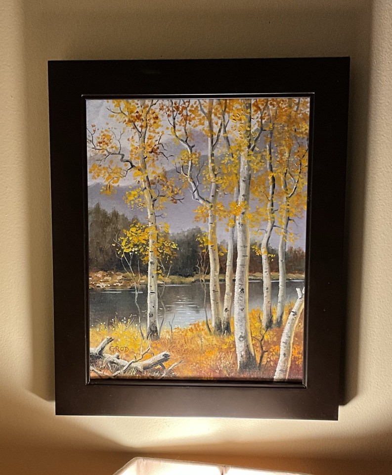 Original Oil Painting, JOHN GROD, Chicago Artist, 11x14”, “Autumn Birch ...