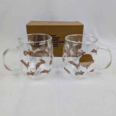 Mugs, Stacey Solomon Clear Bunny Glass Mug Coffee/ Tea Cups Set of 2 ...