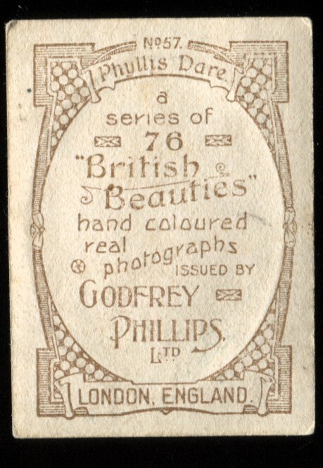 Tobacco Card, Godfrey Phillips, BRITISH BEAUTIES, 1916, Phyllis Dare ...