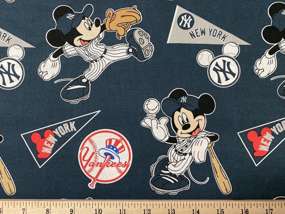 MLB 2018 NEW YORK YANKEES NYY MICKEY MOUSE, 1/4 yard (9”x44”) 100% ...