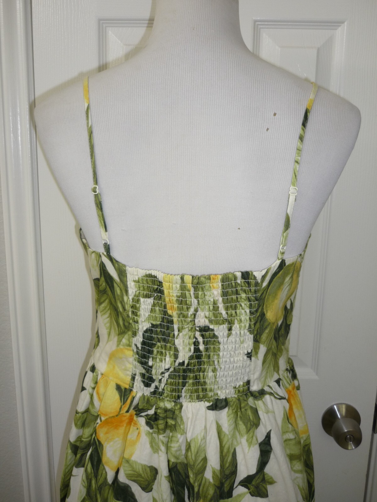 H&M Lemon Print Midi Sleeveless Dress, Cotton Linen Blend, Spring ...