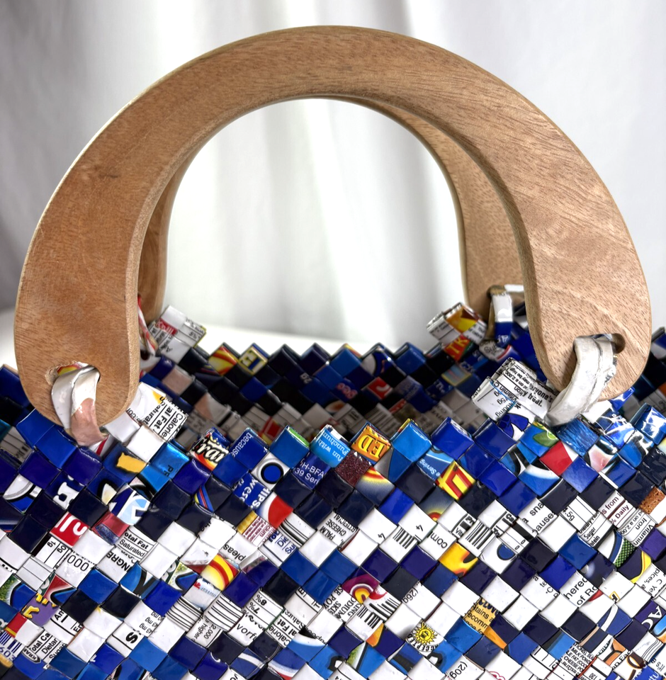 Candy Wrappers Purse Tote Beach Bag Wood Handles 12 x 8 | eBay