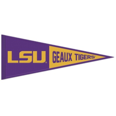 LSU TIGERS GEAUX TIGERS WOOL EMBROIDERED PENNANT 13"x32" NEW WINCRAFT 👀 ...