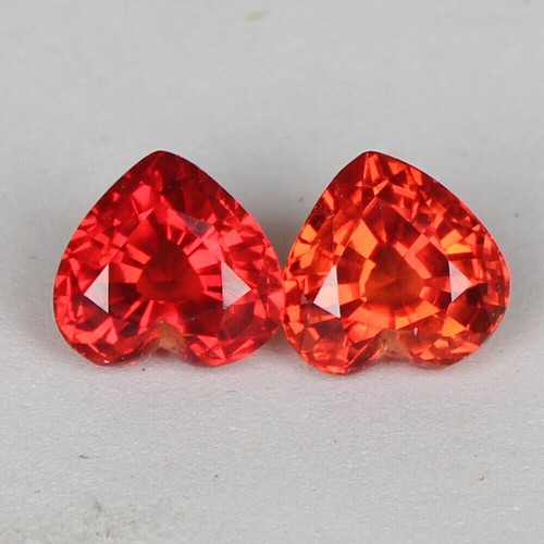 Natural Orange Sapphire Padparadscha 8.20 Ct Pair Heart Sparkling Loose ...