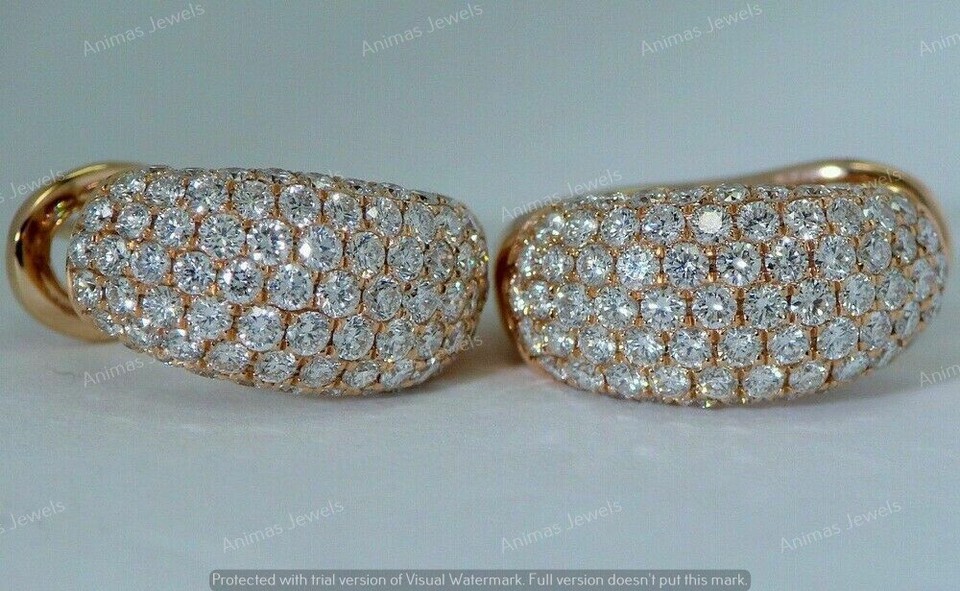 2.50Ct Moissanite Cluster Omega Back Wedding Huggie Earrings14k Rose ...