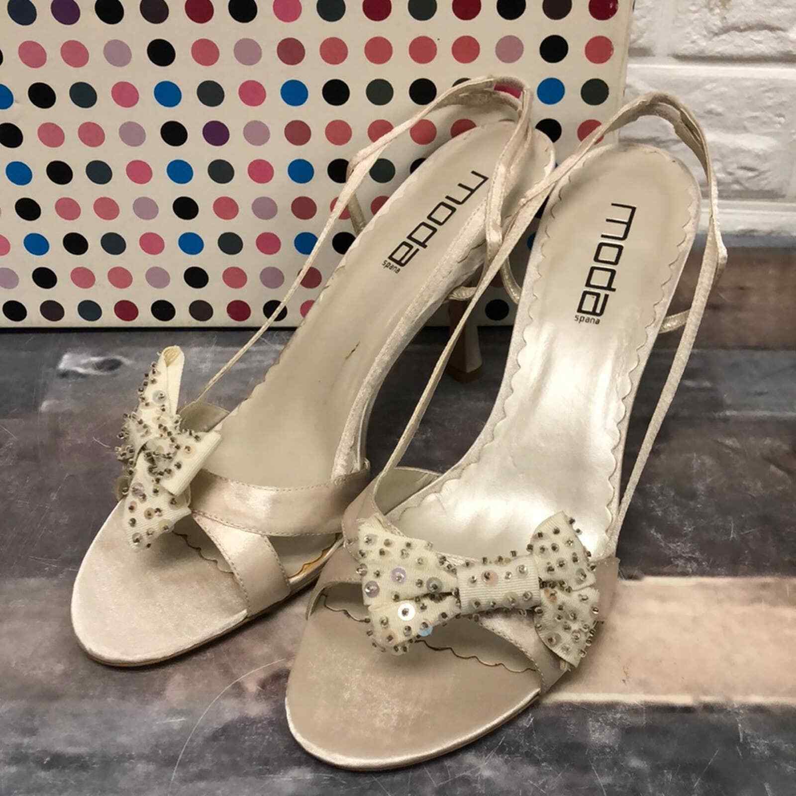 Moda Delight satin wedding shoes with sequin bow wome… - Gem