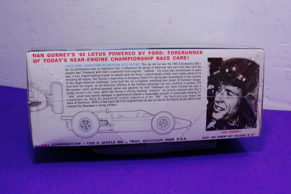 Vintage New Original AMT Model Kit 1963 Indy 500 Lotus Dan Gurney T154 ...