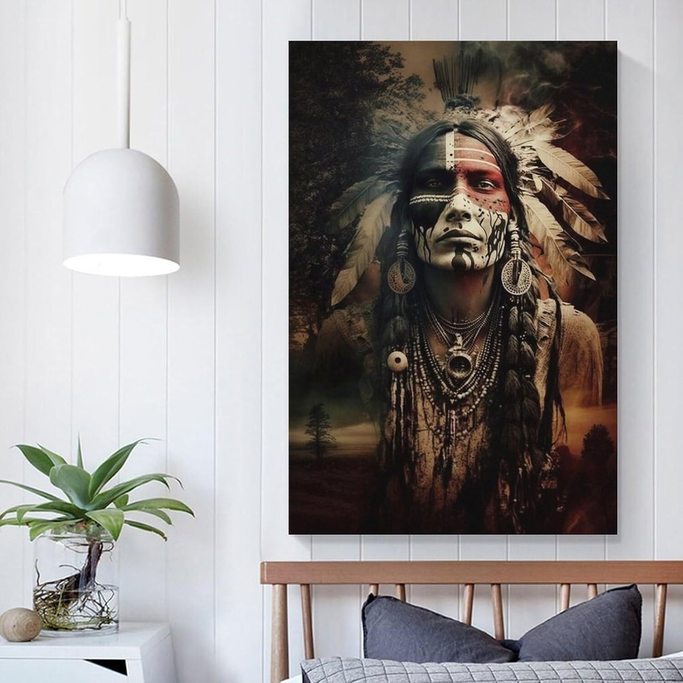 Native American Art Posters,Warrior Painting Canvas, Abstract Native ...