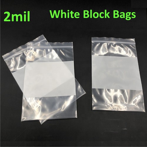 2Mil White Block Top Lock Seal Bags Writable Reclosable Zip Plastic ...