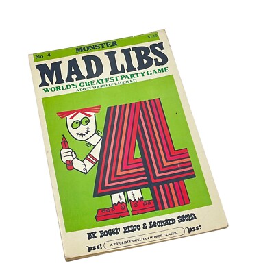 Unused Vintage Mad Libs No. 4 Monster 1965 Worlds Greatest Party Game ...