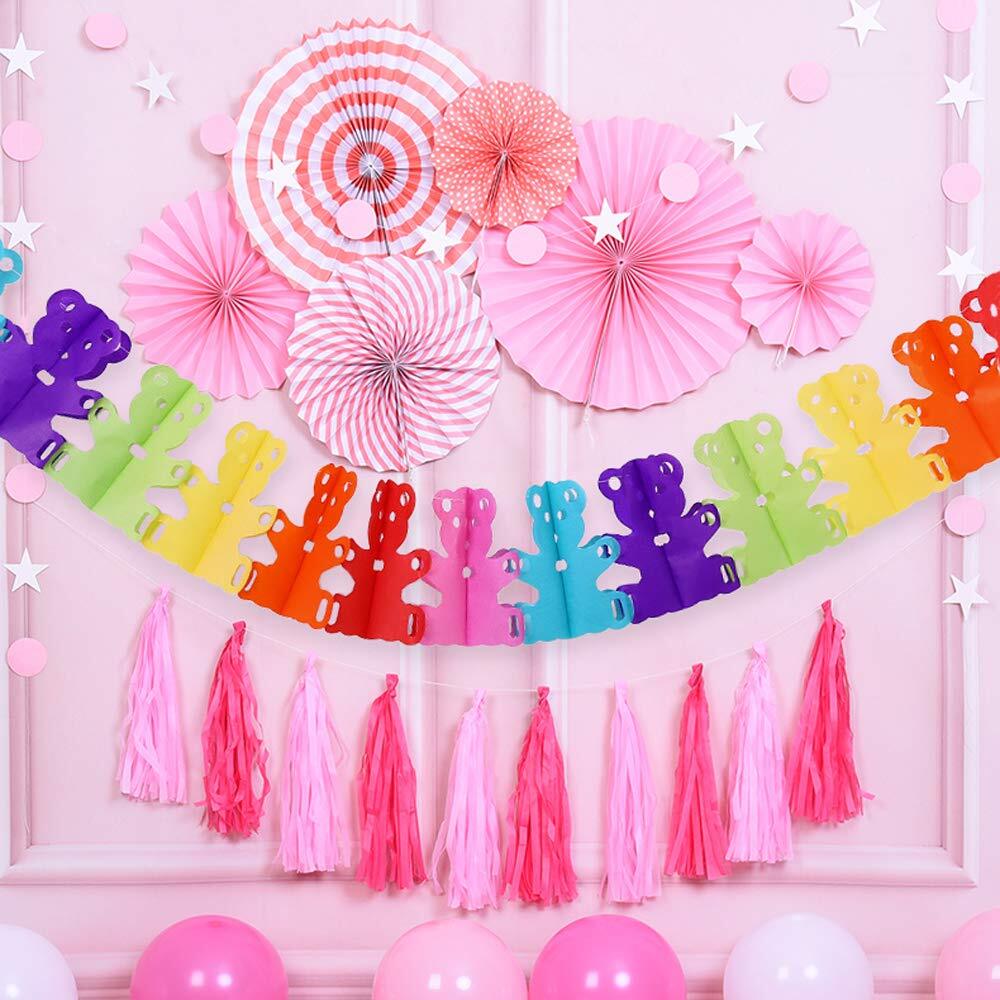 Binpeng 4 Pack Party Supplies 3D Pull flower Banners Garland for Kids ...