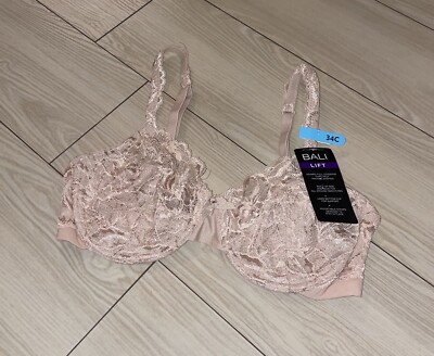 Bali 6543 Lace Desire Unlined Full Figure Underwire Bra Womens 34C ...