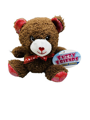 Fuzzy Friends Chocolate Scented Brown & Red Fluffy Stuffed Animal Teddy ...
