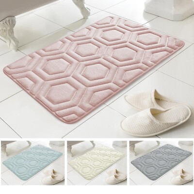 Bath Mat Memory Foam Geo Design Moist Absorbent Non Slip Shower Mat ...