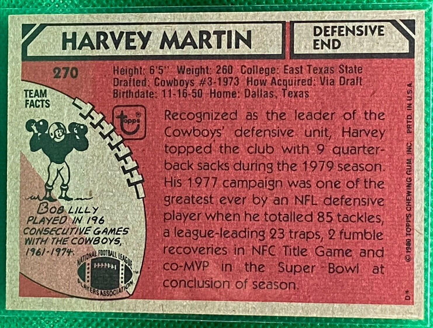 1980 Topps 270 Harvey Martin Dallas Cowboys East Texas State | eBay