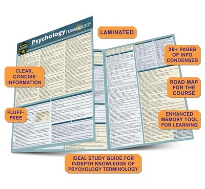 Psychology Terminology (Quickstudy Reference Guide) - Wall Chart - GOOD ...