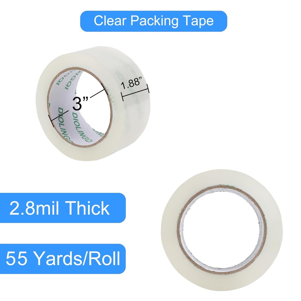 4 Rolls 55 Yards Roll, Total 220 Yards Clear Packing Tape, Heavy Duty ...