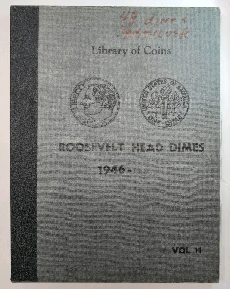 1946-1964 Roosevelt Silver Dime 48 Coin Set in a Vintage Library of ...