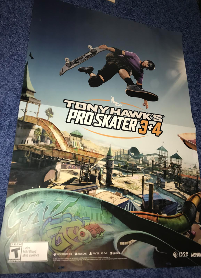 Tony Hawk Pro Skater 3 and 4 Remake GameStop Promotional Poster RARE ...
