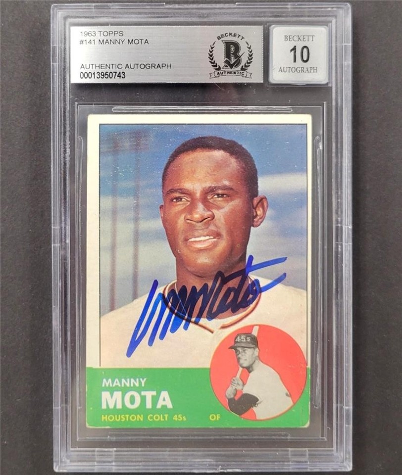 Manny Mota signed 1963 Topps #141 rc rookie card Houston Colt 45 BGS ...