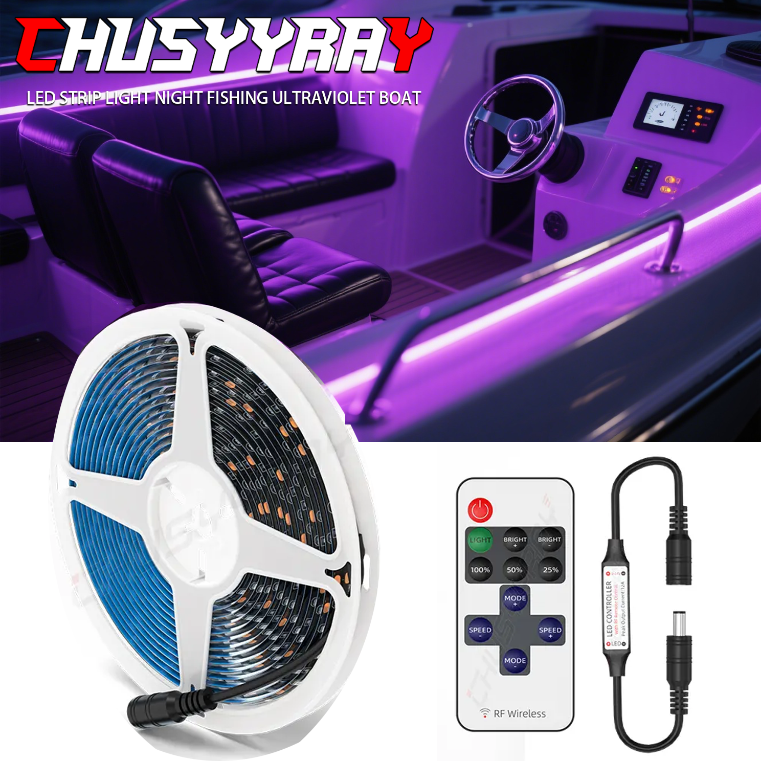 16 FT 12V 3528 Ultraviolet purple waterproof 300 Led Strip lamp PURPLE ...