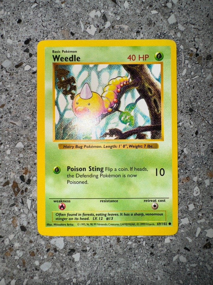 Pokemon TCG Cards SHADOWLESS Base Set Weedle 69/102 | eBay Australia