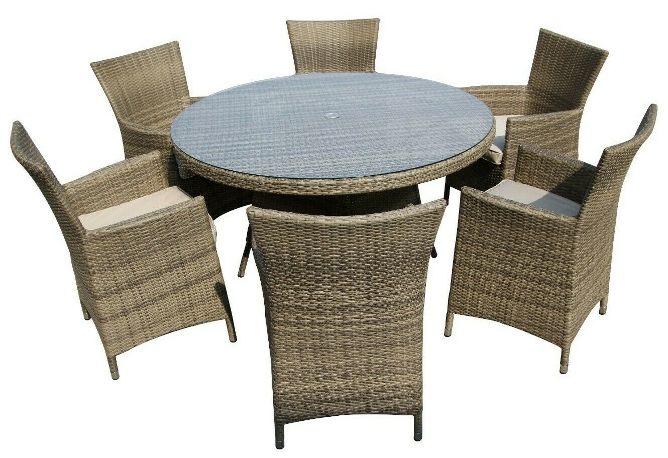 Rust Free Outdoor Garden Rattan Furniture Cube Dining Set Round Table 6 Chairs | eBay