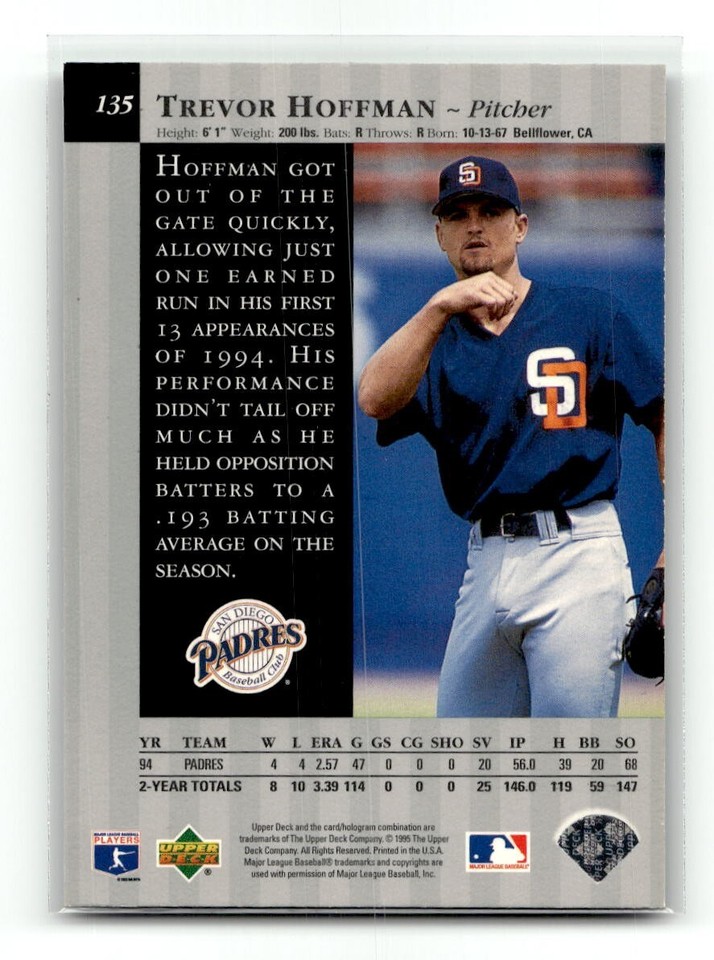 1995 Upper Deck Special Edition #135 Trevor Hoffman San Diego Padres ...