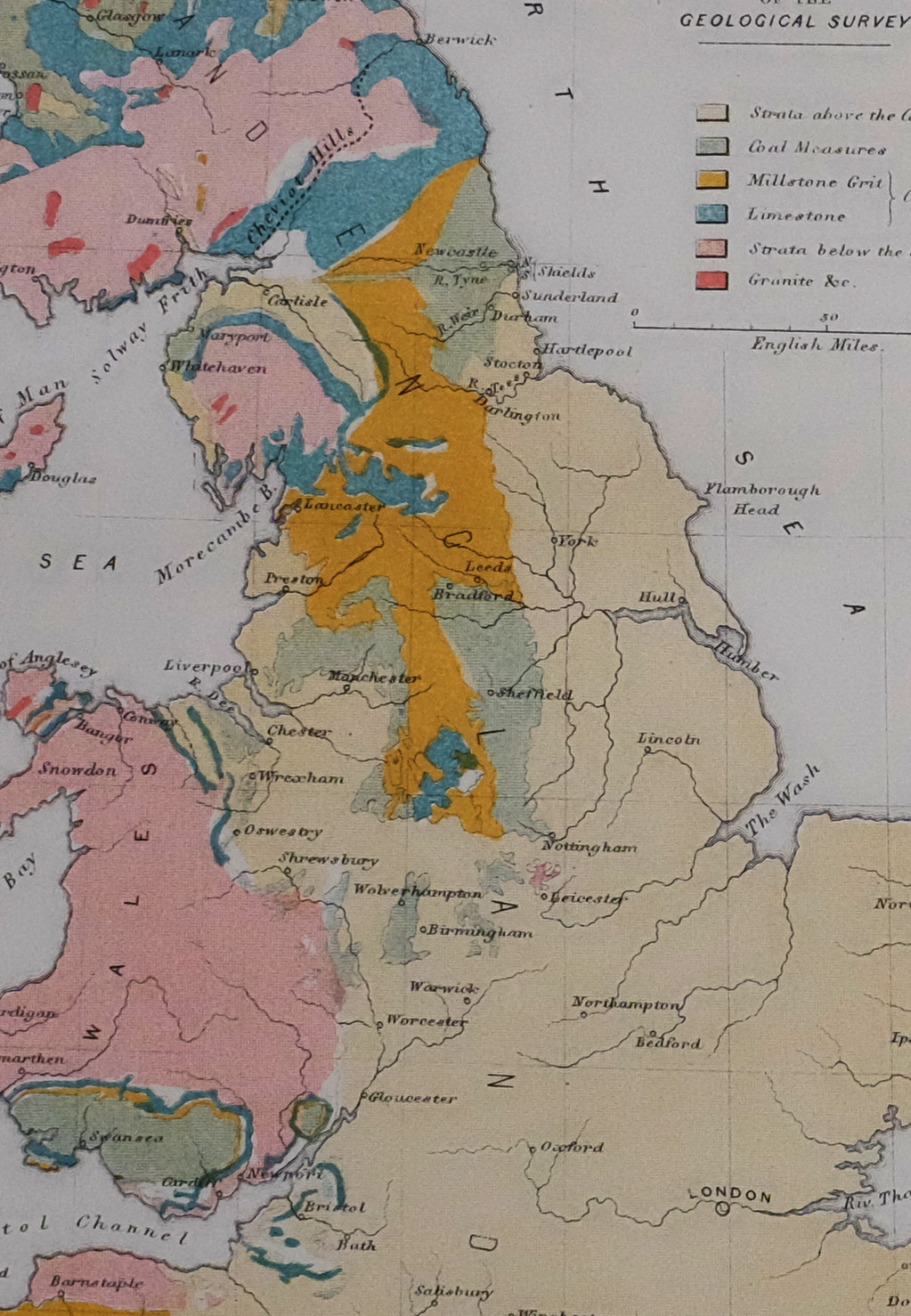 1880 PRINT MINING MAP COAL FIELDS GREAT BRITAIN LIMESTONE GRANITE ...