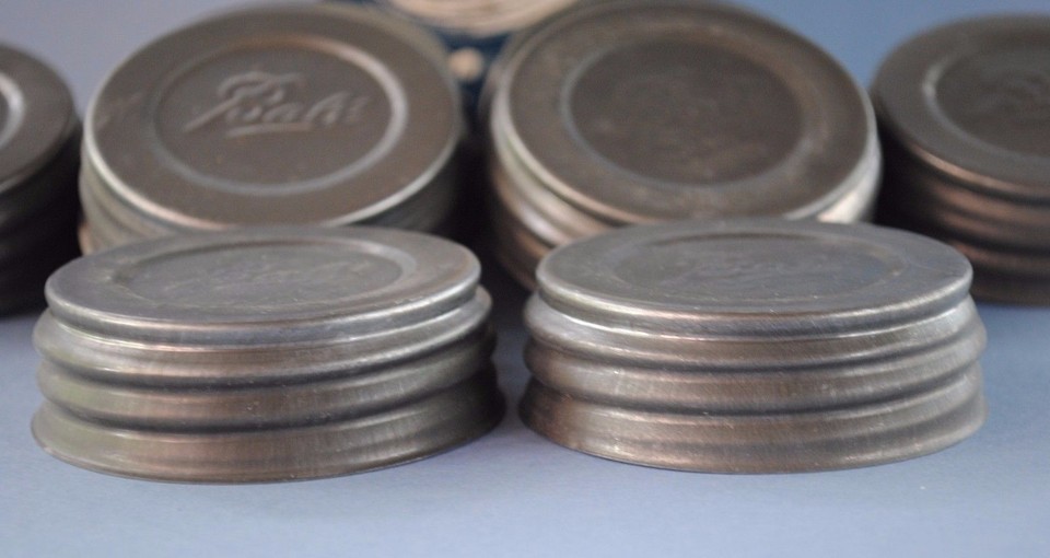 *1* Vtg BALL PORCELAIN~LINED ZINC CAP LID ~ REGULAR~MOUTH MASON CANNING ...