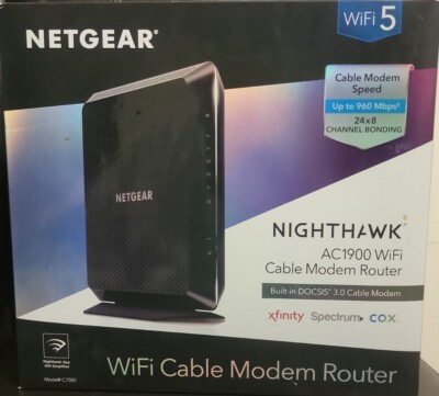 NETGEAR AC1900 C7000v2 WiFi Nighthawk DOCSIS 3.0 Cable Modem Router ...