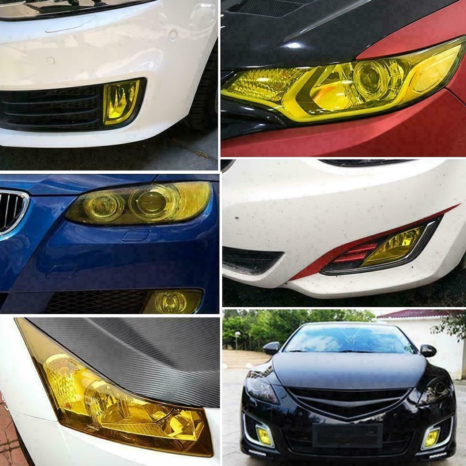 12"X72" Gloss Yellow Gold Smoke Headlight Taillight Fog Light Tint Film ...