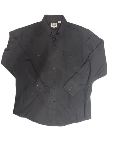 Vintage Ely Cattleman Shirt Men's XL Pearl Snap Solid Black Western Long Sleeve | eBay