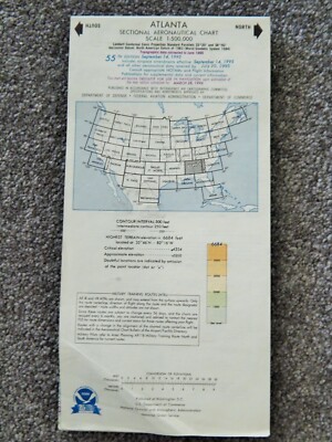 NOAA ATLANTA SECTIONAL AERONAUTICAL CHART 55TH EDITION, 1995 RARE | eBay