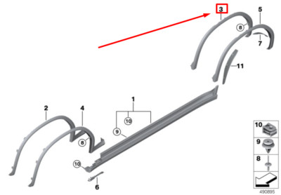 NEW BMW X3 G01, F97 REAR RIGHT WHEEL ARCH TRIM 51778093568 8093568 ...