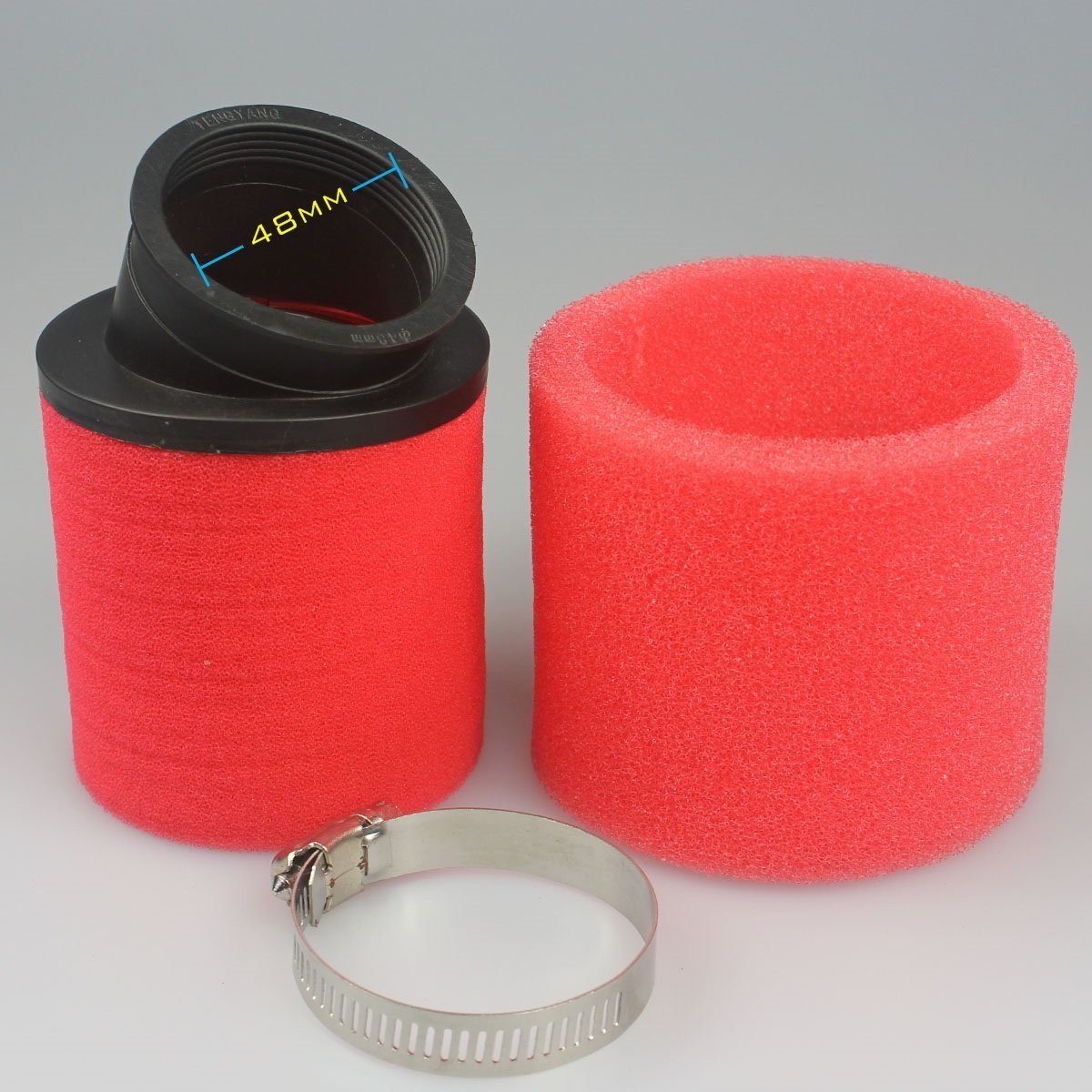 48mm Dual Foam Pod Air Filter Angled Fitting for Dirt Bikes/Quad Bikes ...