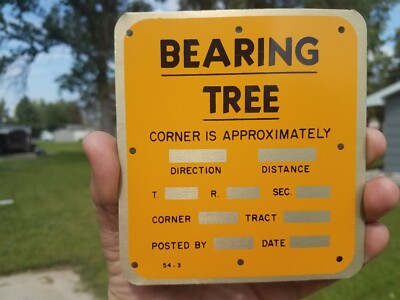 NOS Vintage Bearing Tree Metal Sign Retired Land Surveyors Sign | eBay