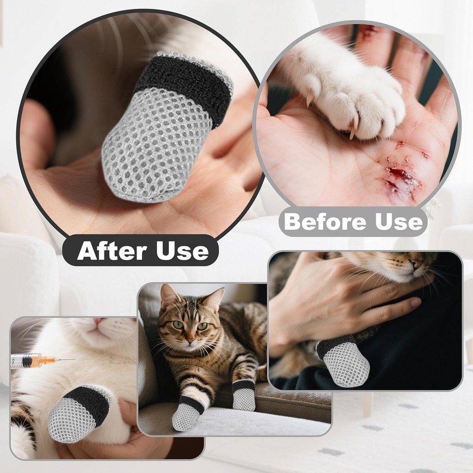 Cat Booties anti Scratch Mittens,4 PCS Cat Claw Covers,Mesh Breathable ...