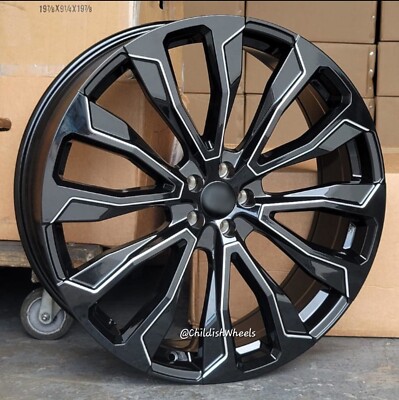 "20"" Inch Black Milled Replica 5 Lug Chevy GMC 5x114.3 +40 22 G29 ...