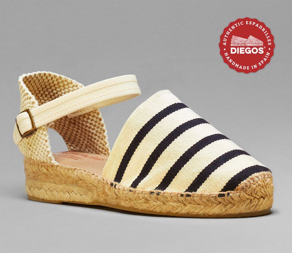 Diegos® Traditional Spanish Sailor Stripes Ankle-strap Espadrilles for ...