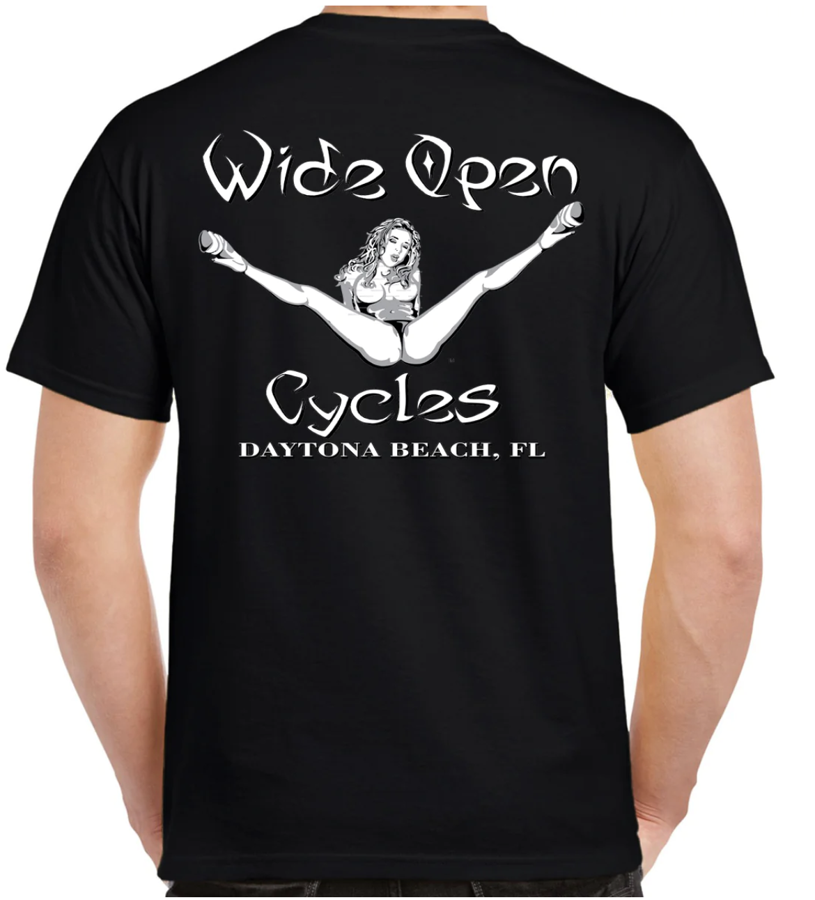 Wide Open Cycles Motorcycle Humor Funny Sexy Stripper Biker T-Shirt no ...