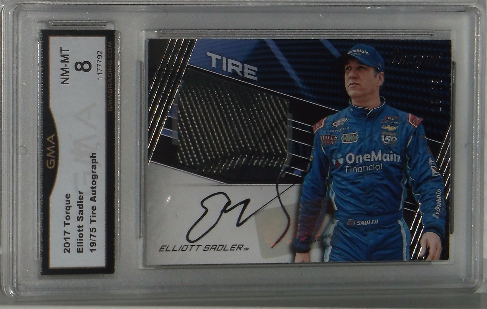 2017 TORQUE ELLIOTT SADLER TIRE AUTOGRAPH CARD 19/75 NM- MT 8 BY GMA ...