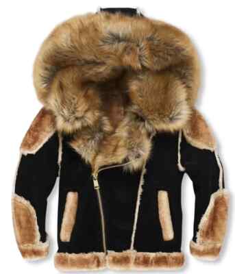 JORDAN CRAIG (KIDS) BLACK COFFEE SHEARLING MOTO JACKET | eBay