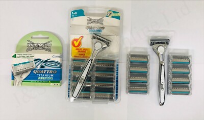 Wilkinson Sword Quattro Titanium Razor Sensitive Pack of 4, 8, 12 ...