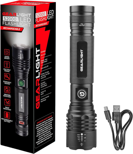 S2000 LED Rechargeable Flashlight High Lumens - Super Bright, Powerful ...