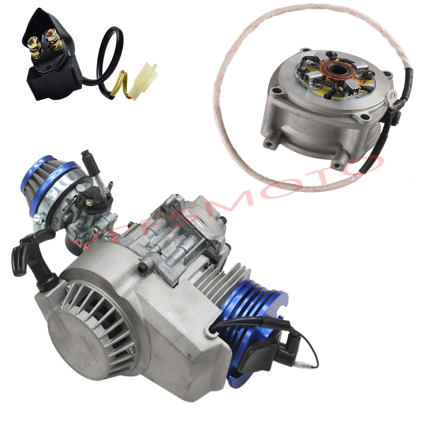49cc 2-Stroke Electric Start Engine Motor | 49cc | 2-Stroke | Electric Start | Pocket Mini Bike ...