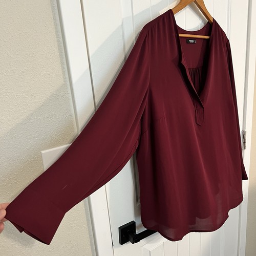 Premise Studio Blouse Women's Sz 2X Long Sleeve Pullover Burgundy Shirt Top | eBay