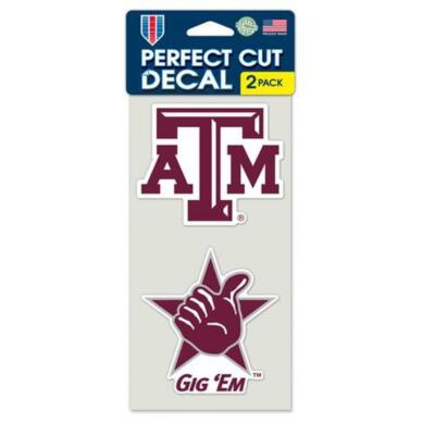 Texas A&M Aggies 4x4 Perfect Cut Set of 2 Decal [NEW] NCAA Car Emblem ...